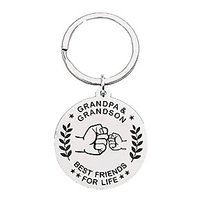 Grandpa Grandson Keychain - Grandpa and Grandson Best Friends for Life Letter Keychain Birthday Christmas Gifts for Grandson Grandfather