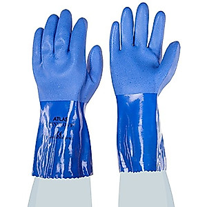 SHOWA Size 10 Blue ATLAS Cotton Lined 1.3 mm Cotton And PVC Chemical Resistant Gloves, X-Large