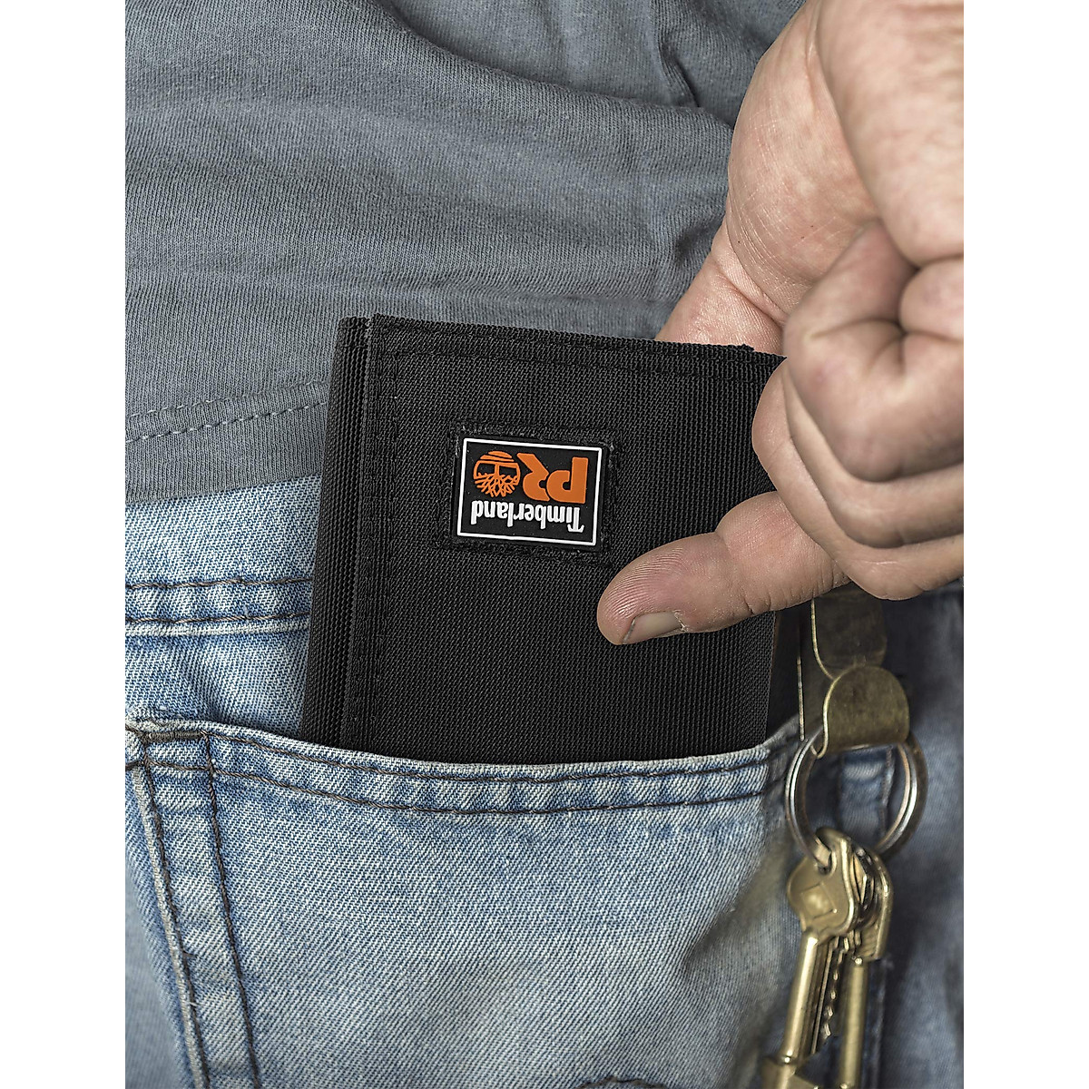Timberland PRO Men's Cordura Nylon RFID Trifold Wallet with ID Window