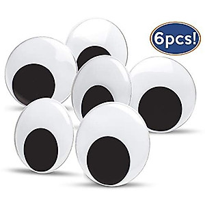 Bastex 3 inch Giant Googly Wiggle Eyes - 6 Pack. Includes Self Adhesive on Backs. Big Wiggly Eyes for Decorations, Arts & Crafts,