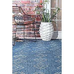 nuLOOM Sierra Moroccan Diamond Outdoor Area Rug, 5' 3" x 7' 6", Blue