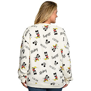 Disney Womens Plus Size Mickey Mouse Sweatshirt Fleece Pullover (Cream, 2X)