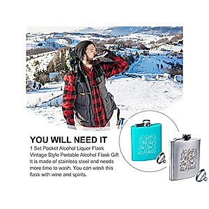 Liquor Flask Matte Funny Leakproof - Premium Stainless Steel Hip Flask (Blue 6oz girls with class)