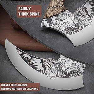 TIVOLI Meat Cleaver Knife Set with 9-inch Pizza Cutter Axe Ulu Knife, Full Tang Cleaver Knife with Sheath Gift Box for Kitchen Outdoor Camping Use