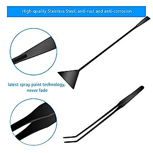 Liveek Aquarium Aquascape Tools Kit, 4 in 1 Anti-Rust Aquatic Plant Aquascaping Tool Stainless Steel Black Tweezers Scissors Spatula for Aquarium Tank Clean Fish Tank Aquascape Tools Sets (Black)