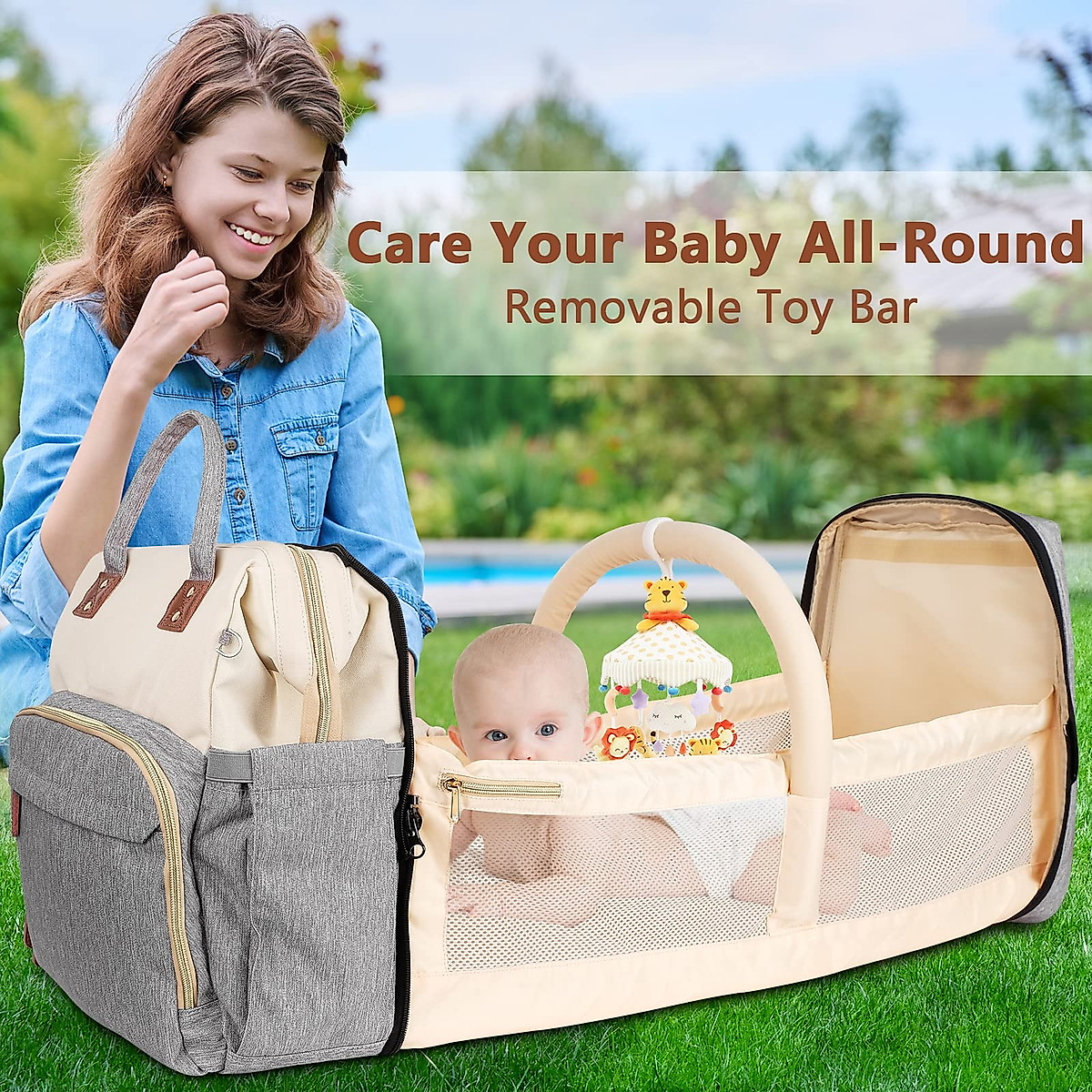 Diaper Bag Backpack Multifunctional Diaper Backpack with Extension Pad for Baby Boy and Girl Travel Baby Bag for Moms Dads