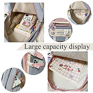 YJMKOI Kawaii Girl backpack with Cute Plush Doll Pendant Cute Elementary Schoolbag,Aesthetic Backpack for Teen Girls (Purple)