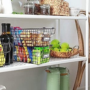 Granrosi Wire Baskets For Storage Pantry Baskets, Set of 2 Wire Storage Baskets, Wire Baskets for Organizing, Large Wire Basket, Kitchen Organization Baskets, Metal Basket for Storage - L - Bronze