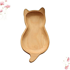 BESTonZON Japan Candy Wood Cat Plate, wood serving platters cat shaped tray japanese wood plate Cat Shaped Serving Vintage Tray
