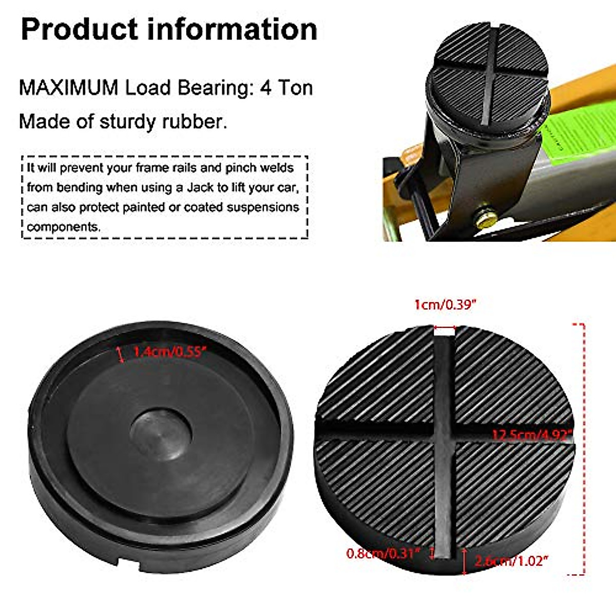 A ABIGAIL Universal Floor Jack Rubber Pad Jack Adapter Pinch Weld Side Frame Rail Protector Puck/Pad