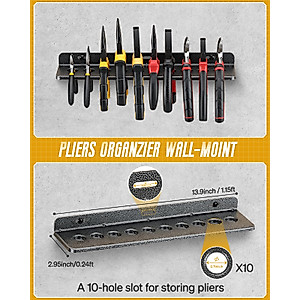 FHXZH Wall Mount Screwdriver Organizer, Pliers Holder, Hammer Rack, 3PCS Alloy Steel Hand Tool Storage Organizer for Garage Workshop