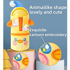 NBX NewmeBox Kawaii Pen/Pencil Holder for Desk, Plush Desk Organizer, Cute Desktop Supplies and Accessories, Animal Shape Design, Stationery Storage Caddy/Pouch for School, Girls, Boys(Duck)