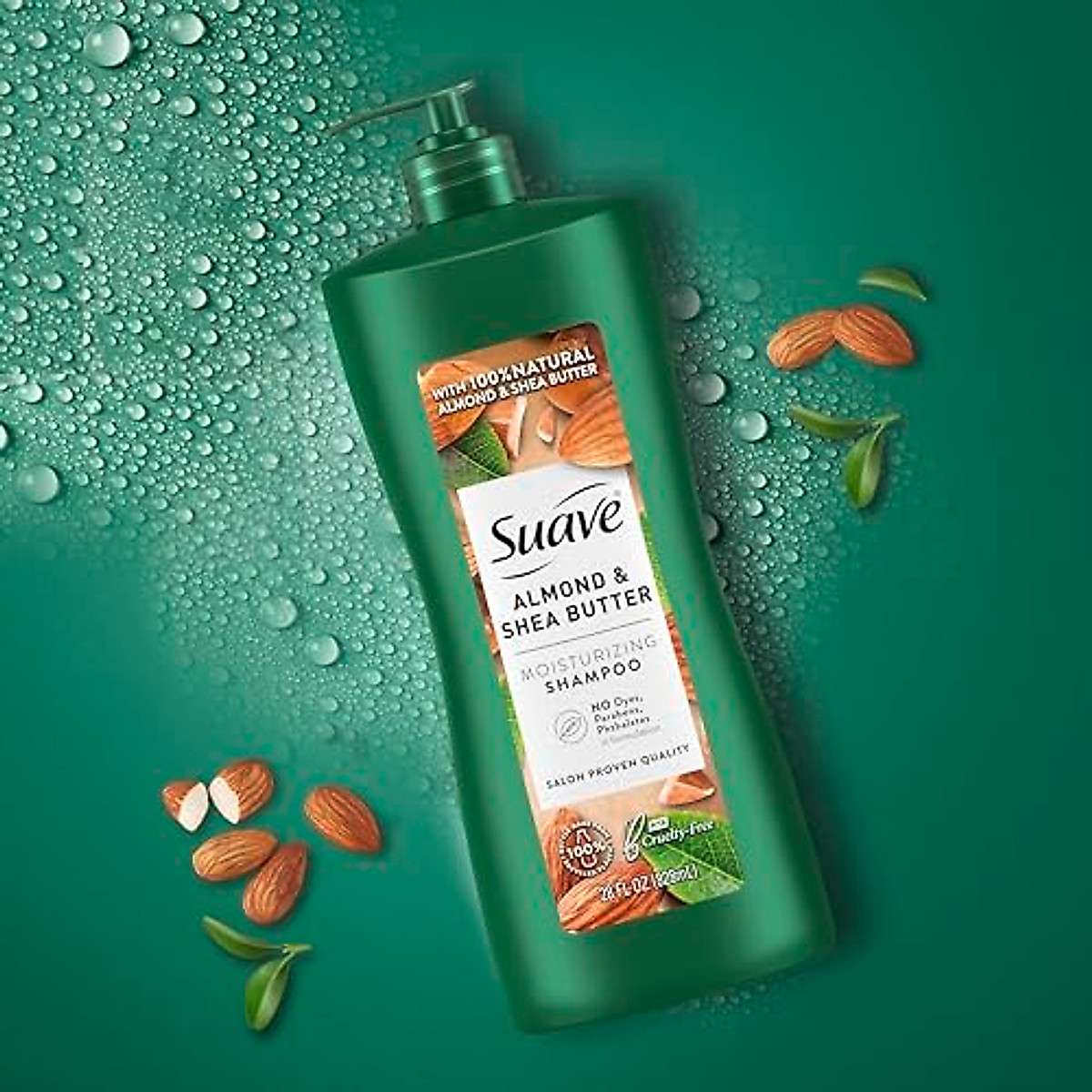 Suave Professionals Moisturizing Shampoo for Dry Hair Almond and Shea Butter Paraben-free and Dye-free 28 oz, Pack of 4