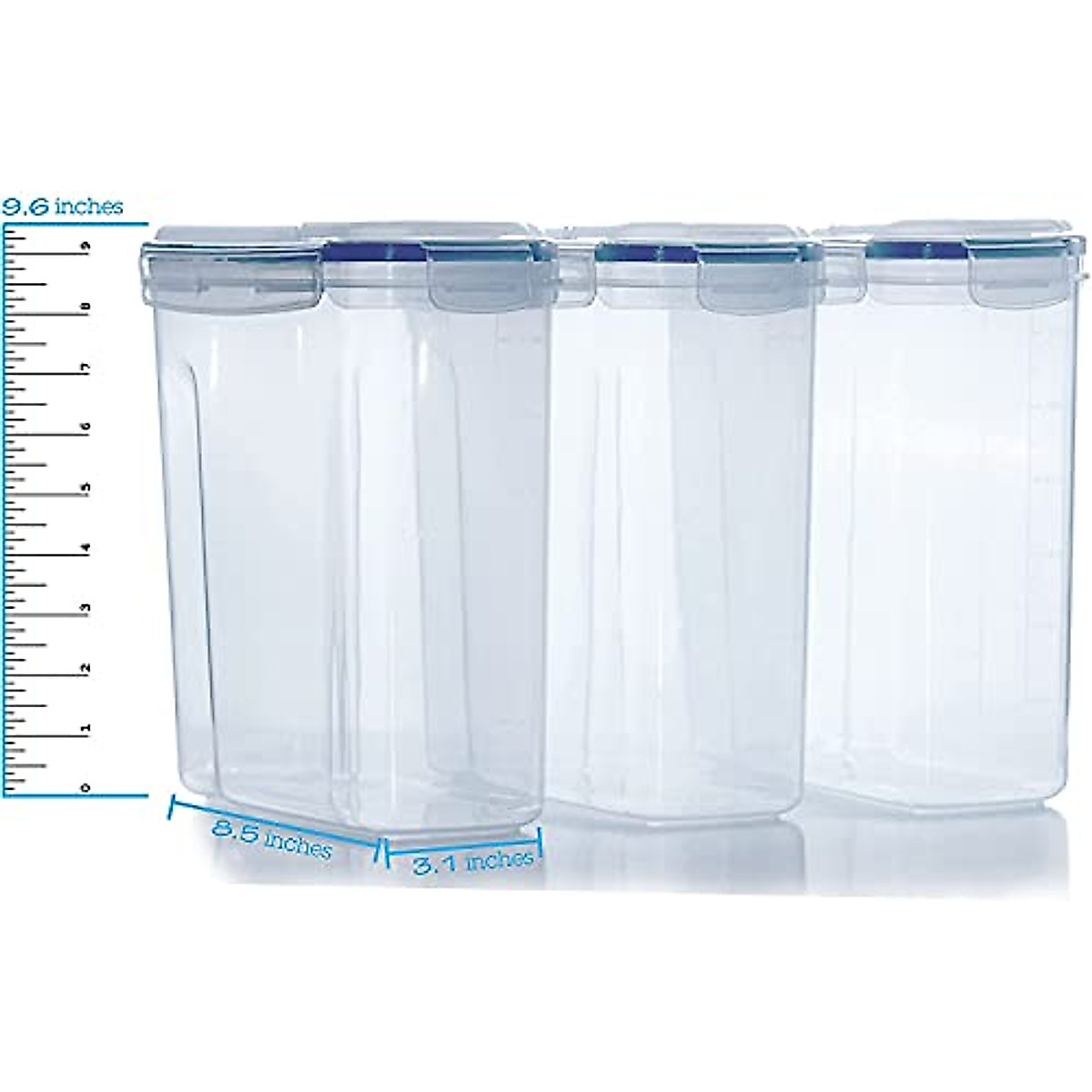 MEKBOK Cereal Storage Container Set, BPA Free Plastic Airtight Food Storage Containers 135.2 oz for Cereal, Snacks and Sugar, 3 Piece Set Cereal Dispensers with 16 Chalkboard Labels, blue