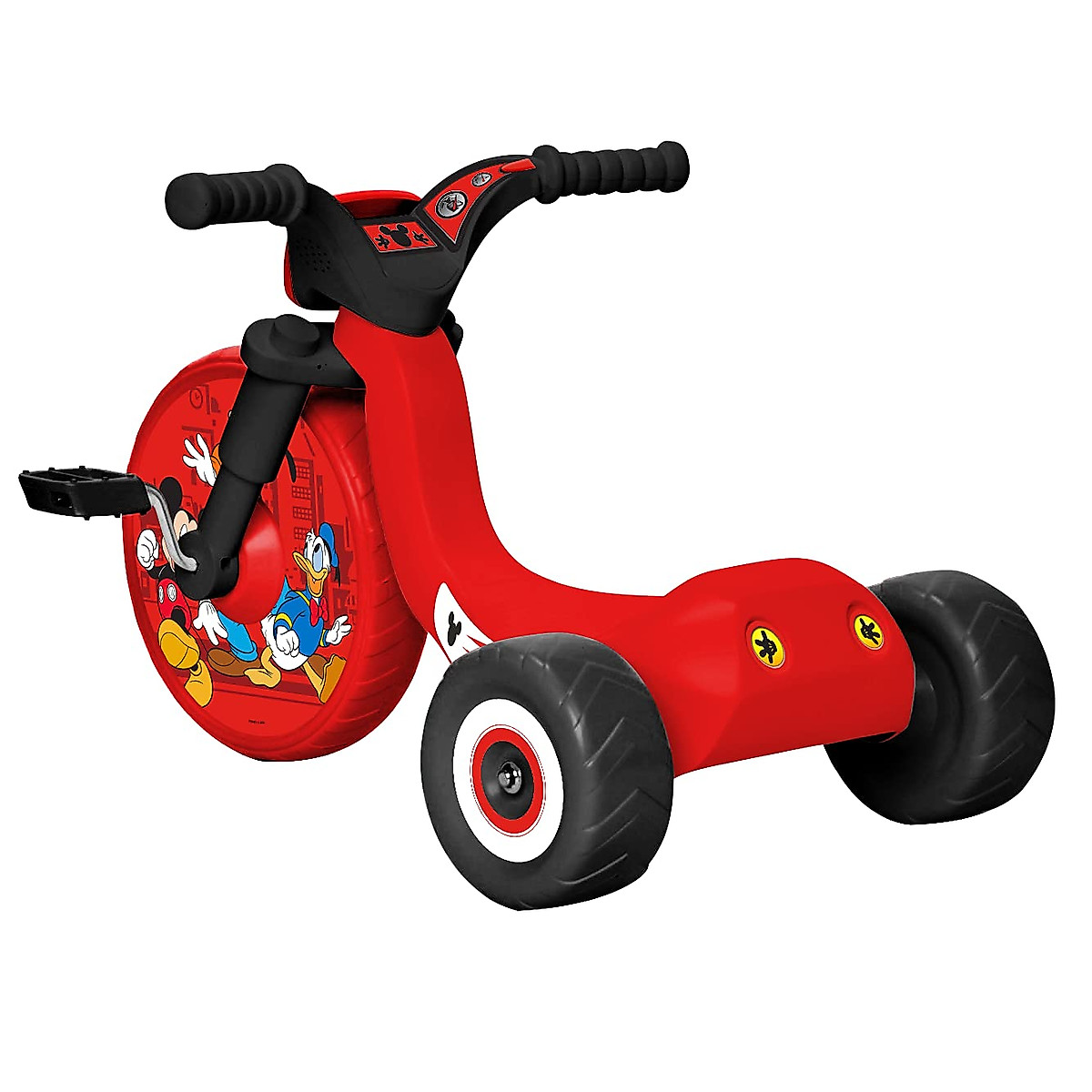 Fly Wheels Mickey Mouse 10 Junior Cruiser Ride-On Pedal-Powered Toddler Bike Trike, Ages 18-36 M for Kids 33”-35” Tall and up to 35 Lbs