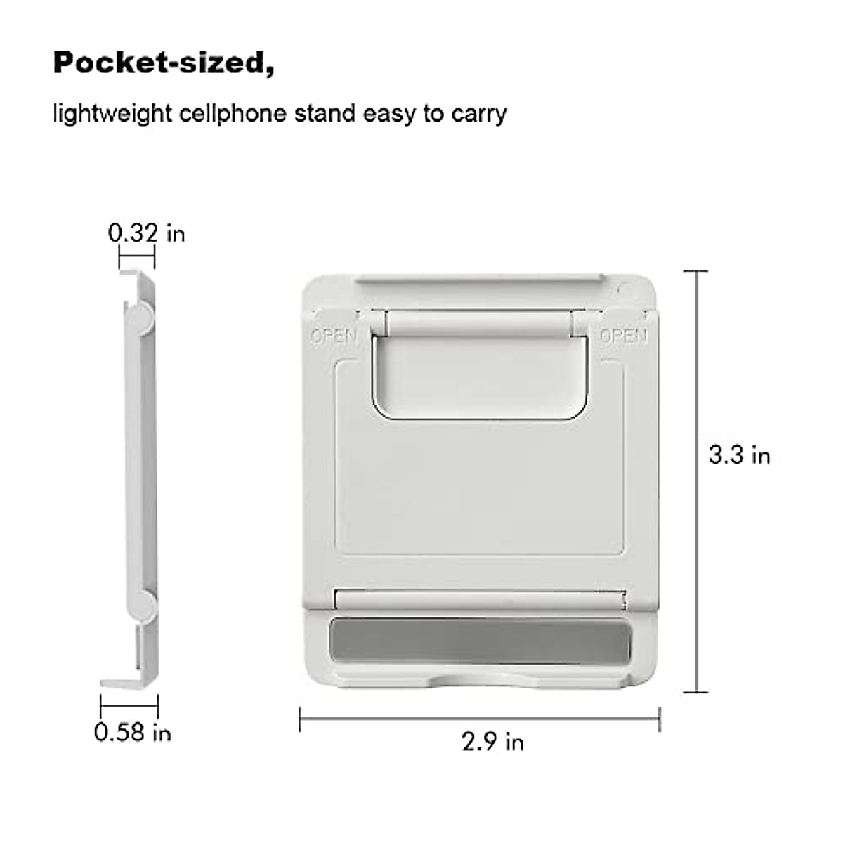 Kemoxan 2 Pack Portable Cell Phone Stand Holder for Desk, Foldable Pocket-Sized Mount, Universal Adjustable Desktop Mobile Phone Kickstand Compatible with iPhone IPads Kindle Android Black & White