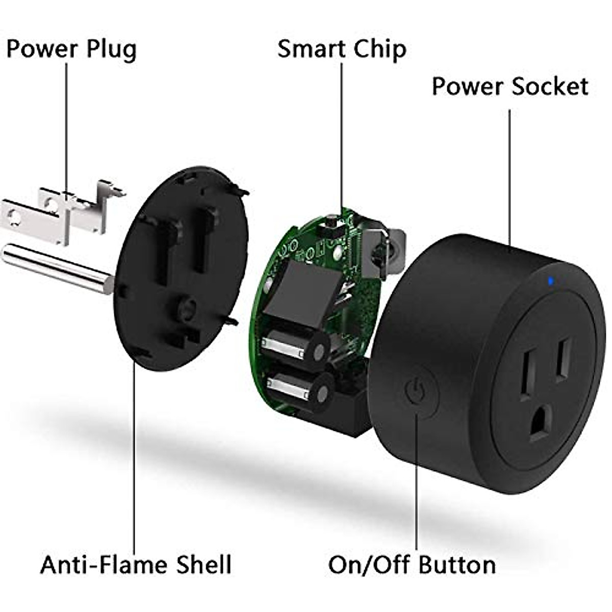 RYRA WiFi Smart Socket, 10A Smart Plug Compatible with Alexa and Google Home, Remote Control with Timer Function, Voice Control Outlet