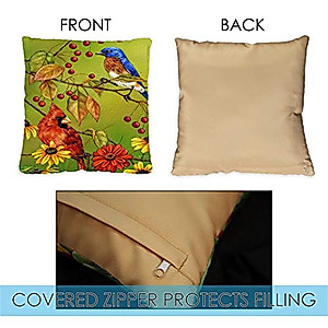Toland Home Garden Birds N Berries 18 x 18 Inch Decorative Indoor Pillow Case Only (2-Pack)