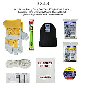 Ready America 72 Hour Elite Emergency Kit, 1-Person, 3-Day Backpack, Includes First Aid Kit, Survival Blanket, Emergency Food, Portable Disaster Preparedness Go-Bag for Earthquake, Fire, Flood