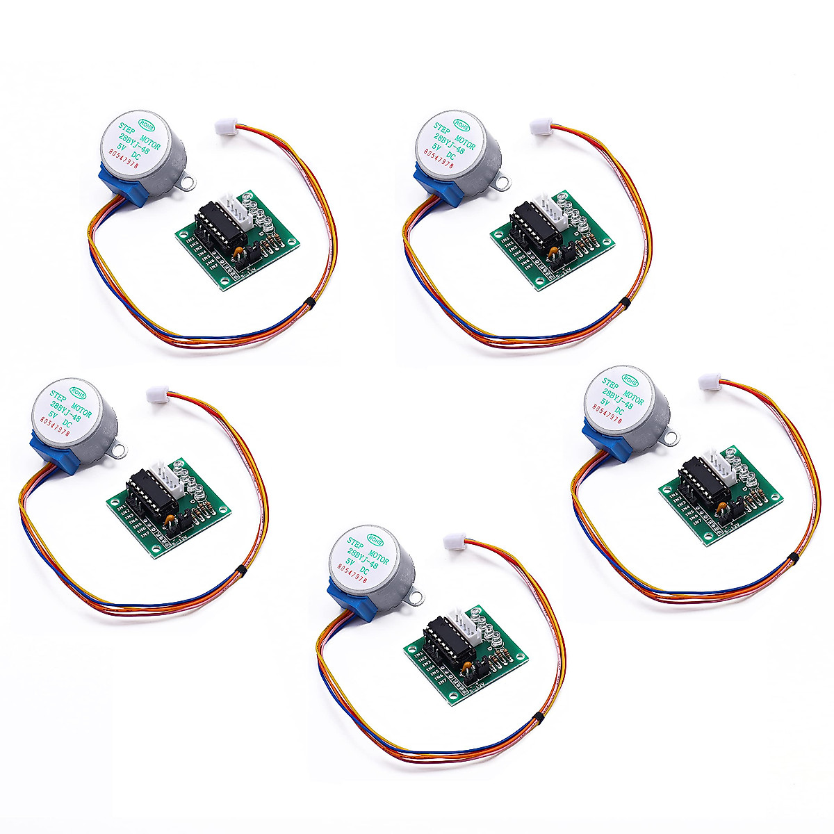 Teyleten Robot 5pcs ULN2003 28BYJ 48 5V 4-Phase Stepper Motor with 5V Stepper Drive Board for Arduino PI PIC Raspberry Pi