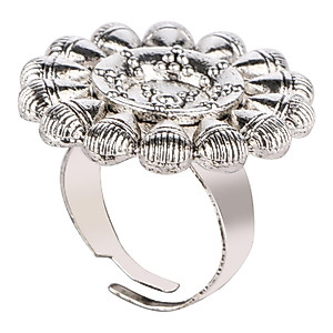 Efulgenz Indian Oxidized Jewelry for Navratri Boho Vintage Gypsy Indian Oxidized Silver Statement Adjustable Floral Big Jewelry