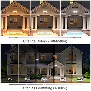 Smart LED Security Lights, 36W 5000LM Dimmable Motion Sensor Lights Outdoor, 2700K-6500K, IP65 Waterproof, App Group Control, Dusk to Dawn Security Flood Light for Garage, Yard, Porch