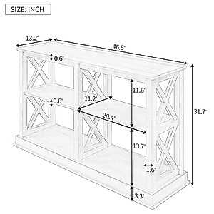 NUPczxg Elegant Console Table with 3-Tier Open Shelves and X Legs,Entryway Table Sofa Table for Hallways, Foyers, and Living Rooms(Black)
