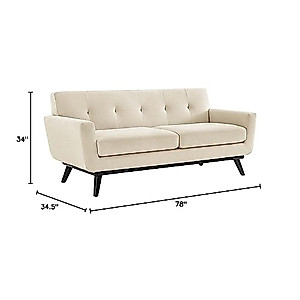 Modway Engage Herringbone Fabric Loveseat, Beige
