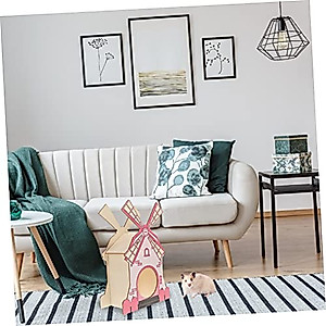 Mipcase 3pcs Hamster Windmill House Squirrel Toys Chinchilla Toys Guinea Pig cage Accessories Hamster Castle House Hamster cage Accessories Hamster Tunnel Wooden Rat Hideout Rat Supplies