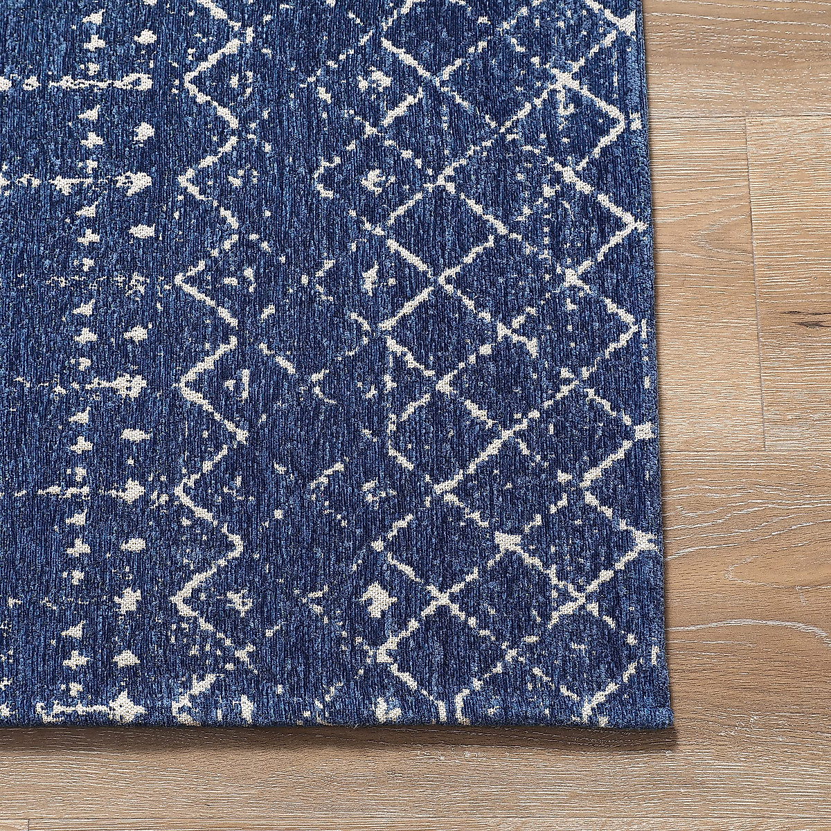 AMIDA Indoor Door Mat 2'x3' Non-Slip Floor Mats Entryway Rug,Boho Geometric Washable Dirt Trapper Flat Woven Area Rug for Inside Outside Entry/Patio/Garage/Kitchen/Laundry/Shoes Mat,Dark Blue