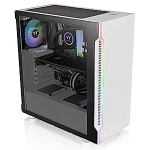 Thermaltake H200 Tempered Glass Snow Edition RGB Light Strip ATX Mid Tower Case with One 120mm Rear Fan Pre-Installed CA-1M3-00M6WN-03