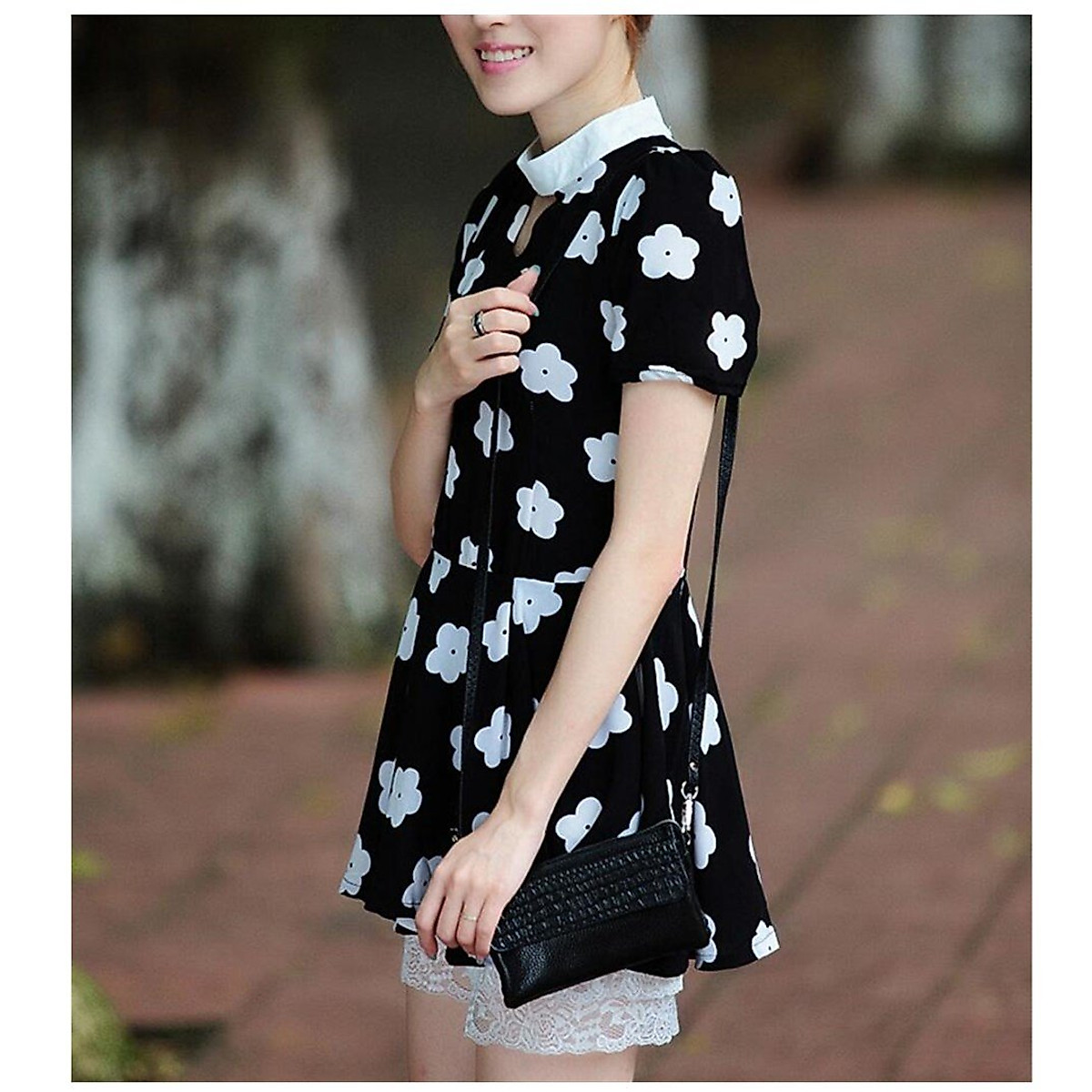 Semikk Women Soft Genuine Leather Smartphone Wristlet Purse Cell Phone Cross Body Bag Wallet Clutch Handbag with Card Slots/Shoulder Strap/Wrist Strap - for iPhone 6s Plus (Black) Small