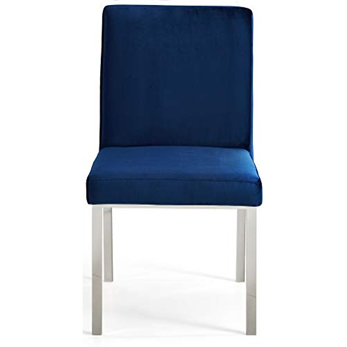 Meridian Furniture Opal Collection Modern | Contemporary Velvet Upholstered Dining Chair with Sturdy Metal Legs and Metallic Geometric Design, Set of 2, Navy, 20" W x 24" D x 39.5" H