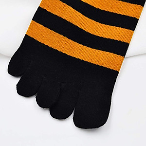 CaiDieNu Mens Toe Socks Cotton Athletic Running Five Finger Crew Socks