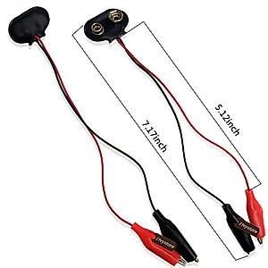 Ltvystore 9V Battery Snap with Alligator Clips, 20Pcs 9 Volts Battery Clip to Dual Alligator Clip Adapter Cable 7.17Inch