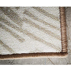 DEERLUX Modern Living Room Area Rug with Nonslip Backing, Abstract Beige Chevron Strokes Pattern, 2.5 x 6.5 Ft Runner