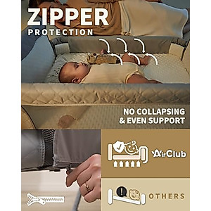 AirClub Bassinet Bedside Sleeper, Baby Bed Crib for Newborn, Bedside Crib Sleeper with 4 Auto-Lock & Adjustable Height, Breathable Mesh&Mattress