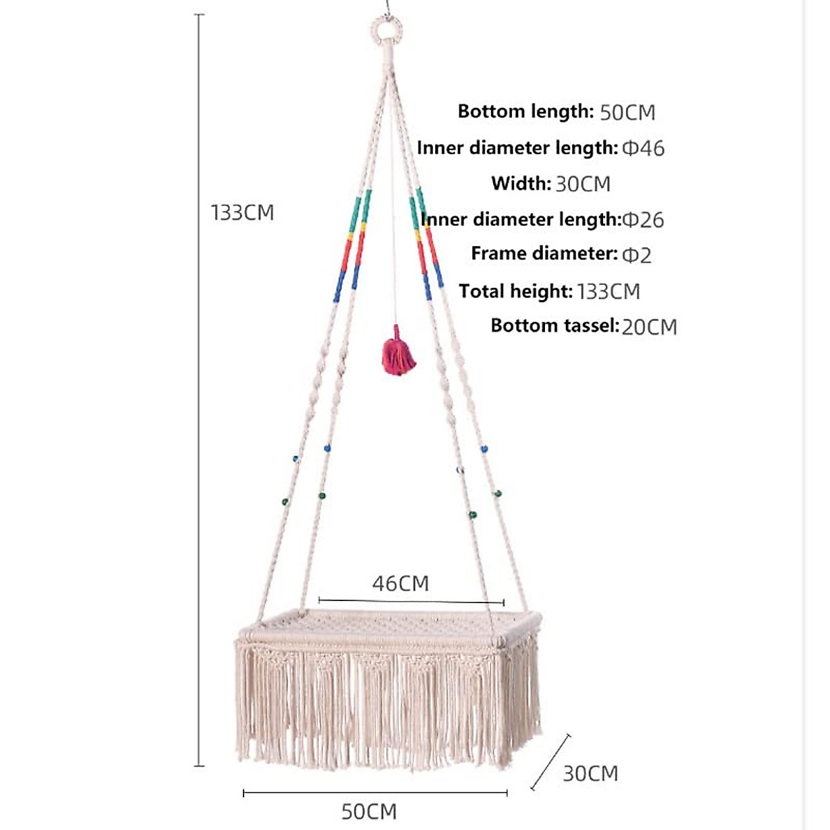 WODMB Cats Hanging Bed Cotton Pet Nest Cat Dog Hammock Thread Toy Swing Bohemian Wall Hanging (Color : A, Size : One Size)