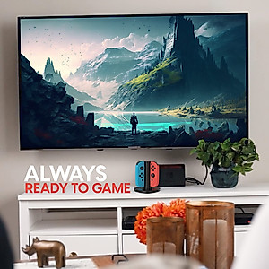 TALK WORKS Joy-Con Charger Dock For Nintendo Switch Gaming Controllers - 4-Remote Docking Charging Station,USB Compatible w/ Switch OLED (Black)