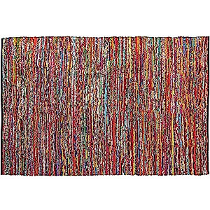 Cotton Multi Chindi Hand Woven Rugs 36X60 Inch Multi Color Chindi Rag Rug - 3x5 Feet Rectangle Bohemian Colorful Area Rug - Recycled Hand Braided Rugs- Biodegradable