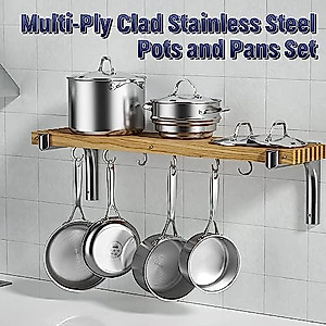 Cooks Standard Stainless Steel Frying Pan 12 Inch, Multi-Ply Full Clad Wok Stir-Fry Cooking Pans with Dome Lid, Stay-Cool Handle, Dishwasher Safe, Oven Safe 500°F, Silver