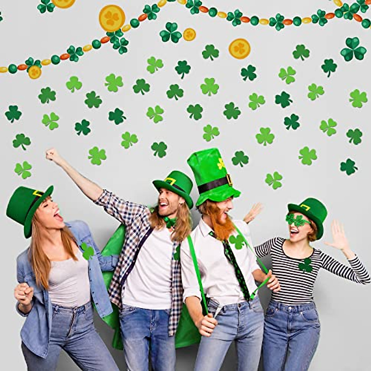 60 Pieces St Patricks Day Cutouts Shamrock Cutouts with Glue Point Green Shamrock Lucky Clover Decoration for St. Patrick 's Day Party Classroom Bulletin Board Decoration Classroom Decor