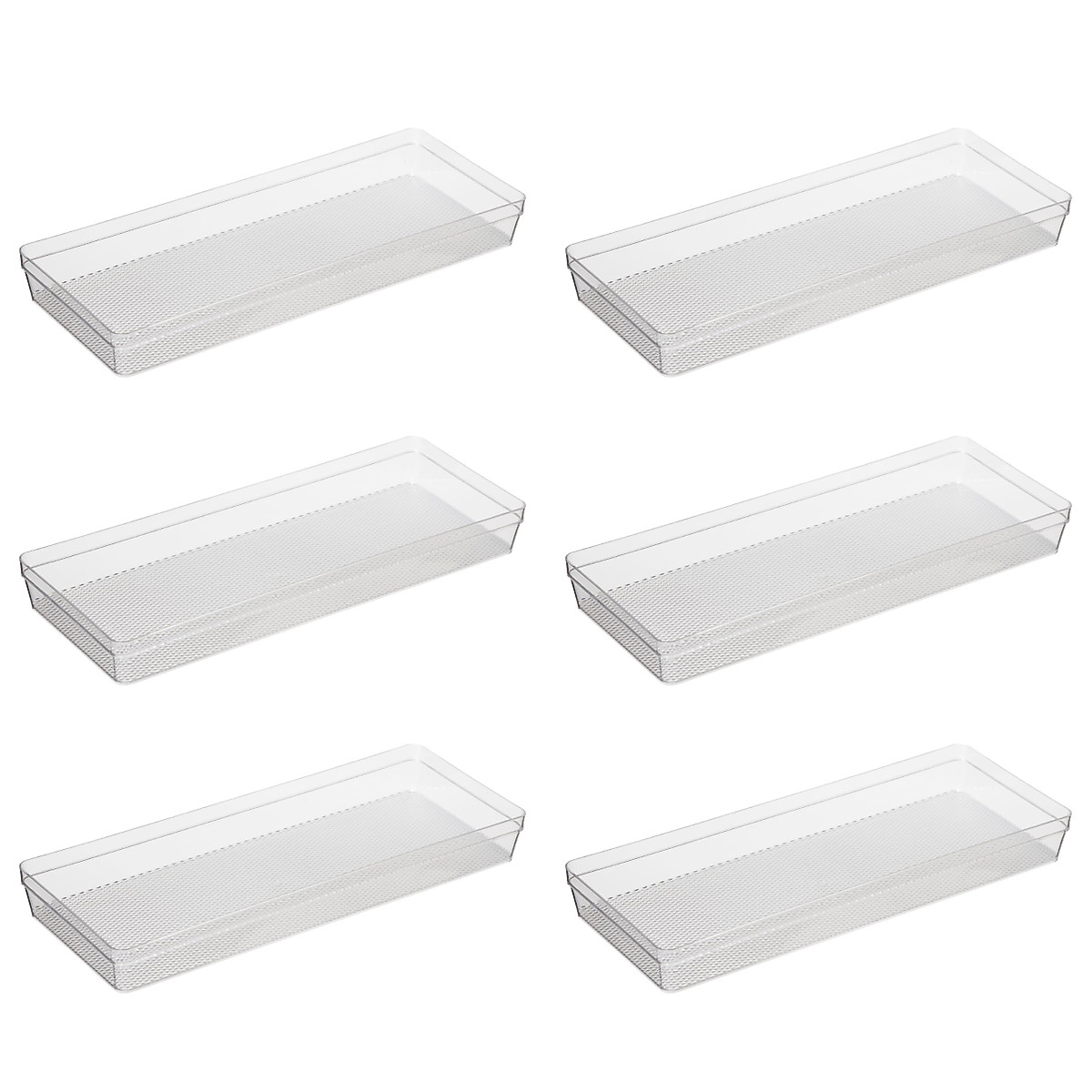 Oggi Clear Drawer Organizer - 6" X 15" (Set of 6) - Ideal for Organizing Kitchen Drawers, Office, Desk, Silverware, Kitchen Utensils, Cosmetics and Bathrooms