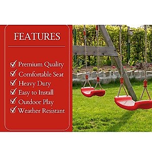 TENDU Blue-Hard Plastic Swing Seat for Little Tikes Children with Anti-Rust Chains Thermoplastic Coated Comfortable Swingset for Rope/Tree Swing Suitable for Outdoor & Indoor, Playground, Jungle & Gym