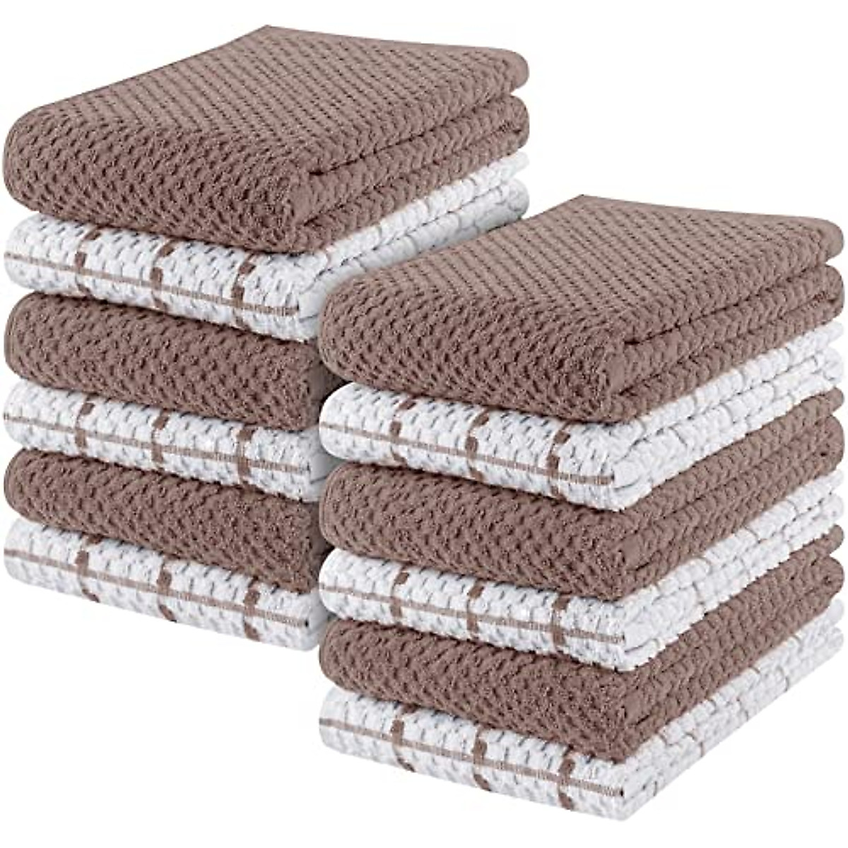 Utopia Towels Kitchen 12 Pack, 15 x 25 Inches, 100% Ring Spun Cotton Super Soft and Absorbent Linen Dish Towels, Tea Bar Set (Brown)