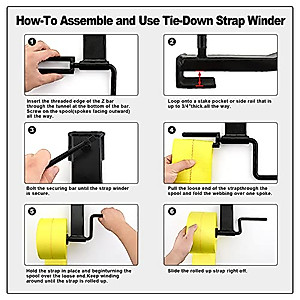 MotorbyMotor Winch Straps Winder, Roll-up Flatbed Trailer Winch Straps up to 2" 3" 4" Ratchet Tie Down Strap Webbing Winder, Used in Trailers, Trucks, Warehouses, Docks, Vans