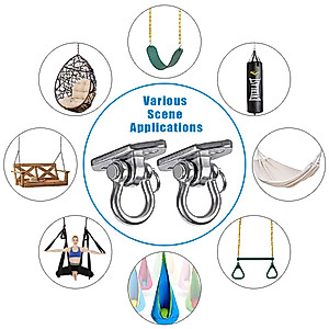 WAREMAID Hammock Chair Hanging Kit Swing Ceiling Mount, Heavy Duty Swing Hanger Hook, Indoor Outdoor Playground Hanging Chair, Tree, Gym, Rope, Swing Set Bracket, Punching Bag Hardware, 1000 LB