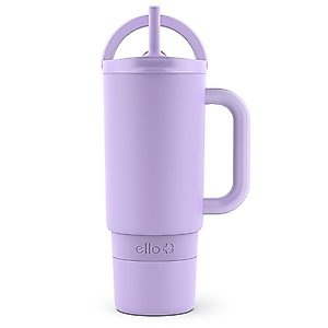 Ello Port 30oz Tumbler with Carry Loop & Integrated Handle | Vacuum Insulated Stainless Steel Reusable Water Bottle Travel Mug | Leak Proof Lid | Flexible Straw | BPA-Free | Dishwasher Safe | Lilac