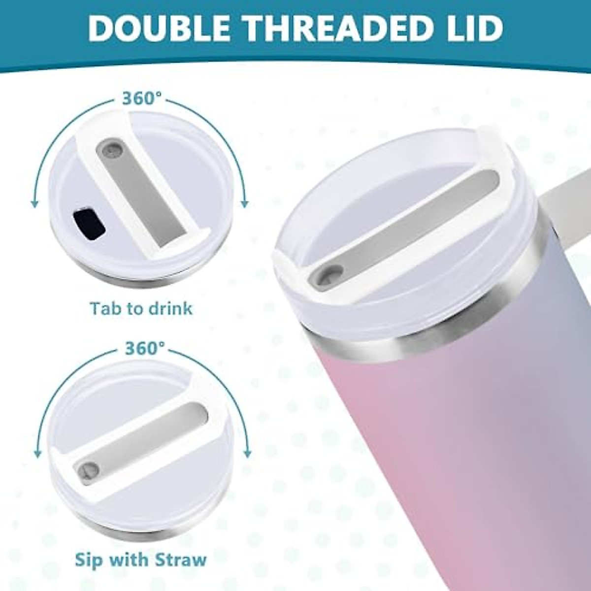 RPLIFE Blue Pink Gradient Stainless Steel Coffee Mug, Insulated Cups with Lids, Coffee Tumbler for Women