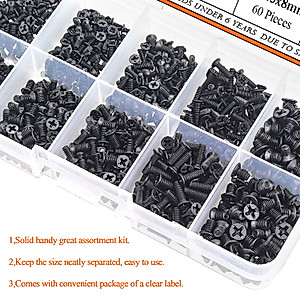 HELIFOUNER 600 Pieces M2 M2.5 M3 Phillips Flat Head Screws, Electronic Repair Screws for SSD, Laptop Notebook Computer